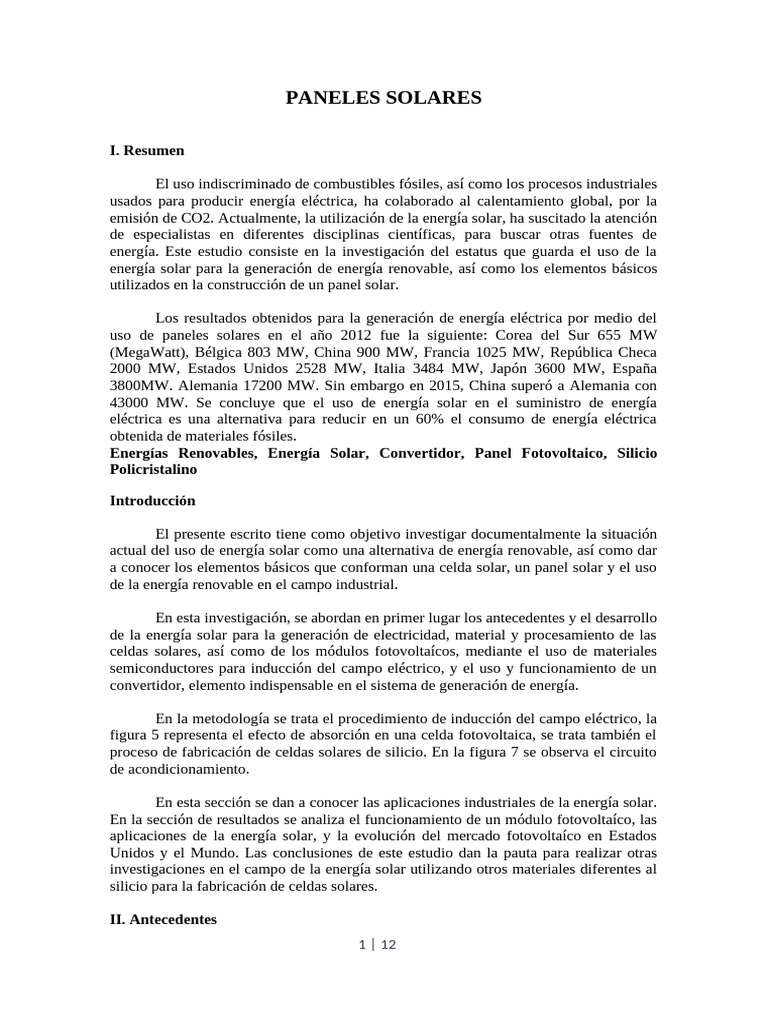 Paneles Solares | PDF