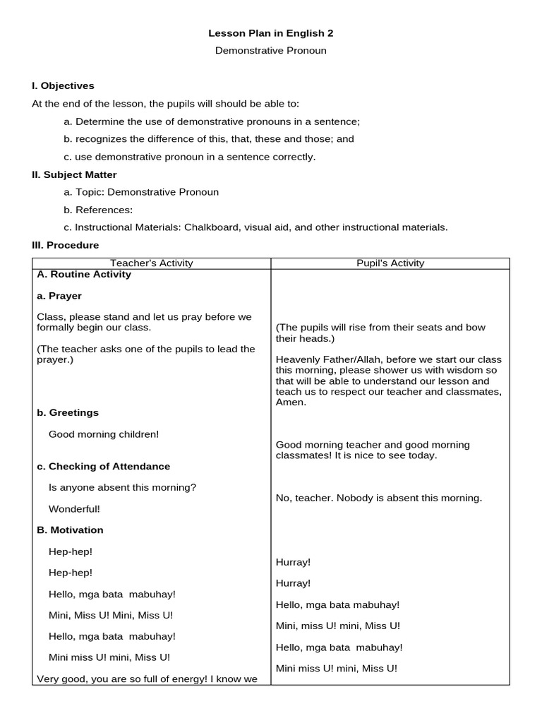 Lesson Plan in English 2 (Autosaved) - 024747 | PDF | Teachers | Behavior Modification
