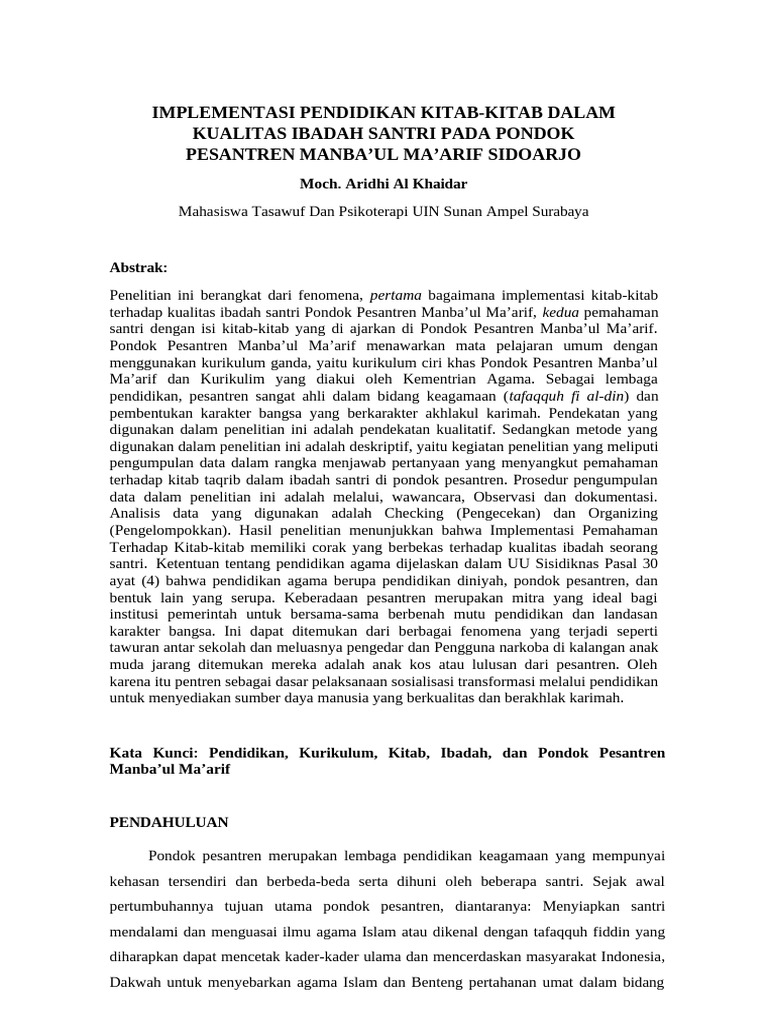 Moch. Aridhi Al - E07219019 - UAS Tradisi Pesantren 2 | PDF