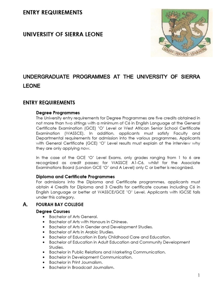 USL Undergraduate Entry Requirements | PDF | Bachelor's Degree | Career ...