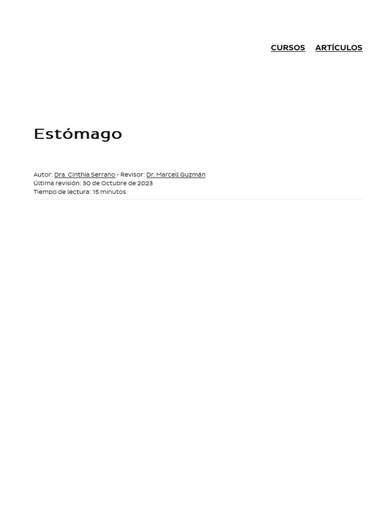 Estómago - Partes, Capas, Funciones - Kenhub | PDF