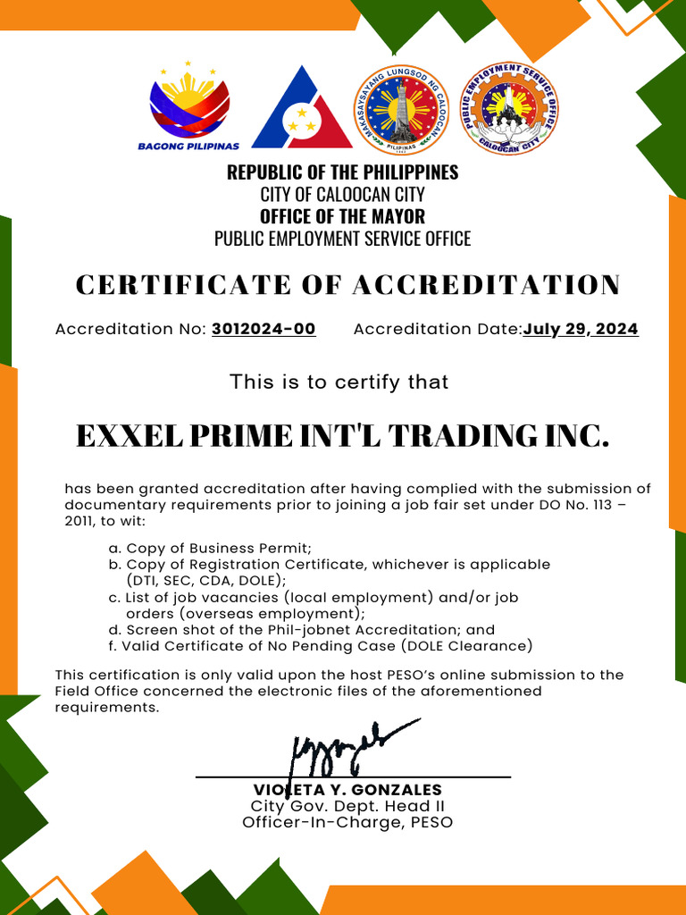Exxel Prime Int'l Trading Inc. | PDF