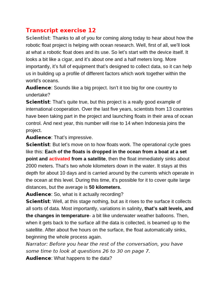 Transcript Exercise 12 | PDF