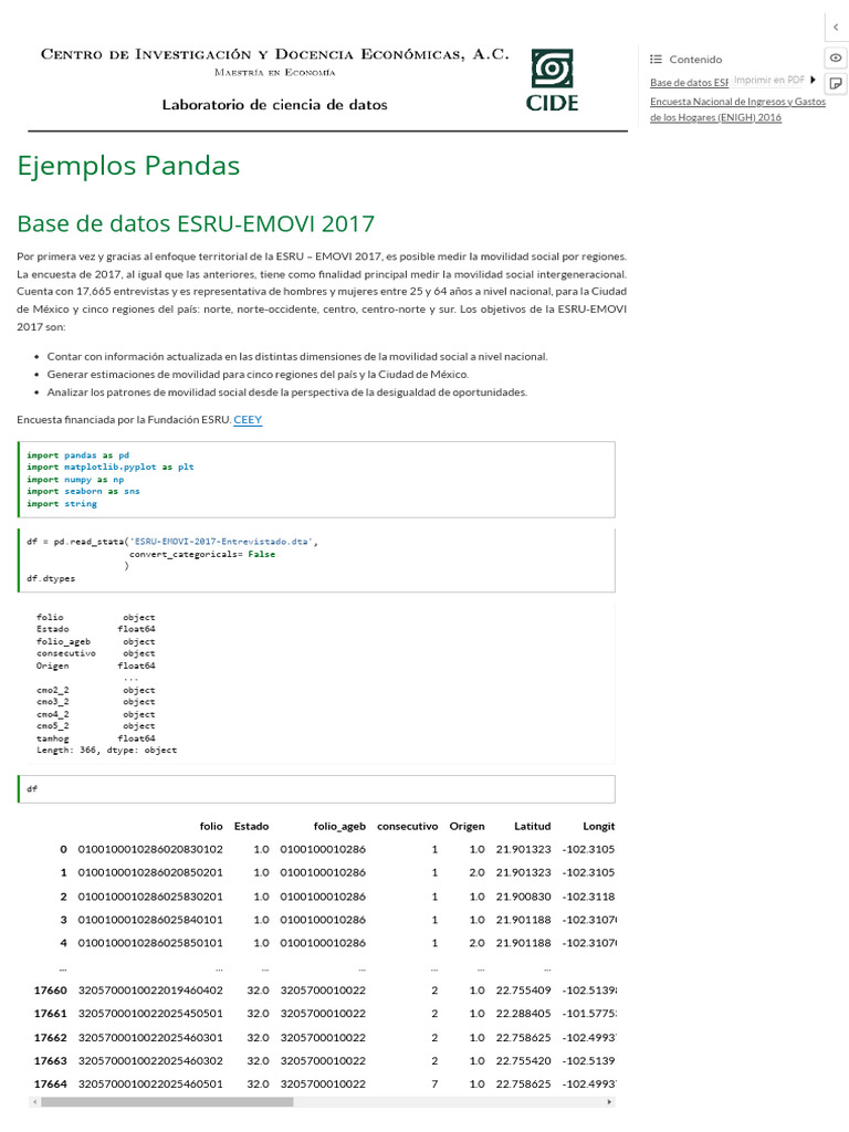 Ejemplos Pandas - Introducción A La Ciencia de Datos | PDF