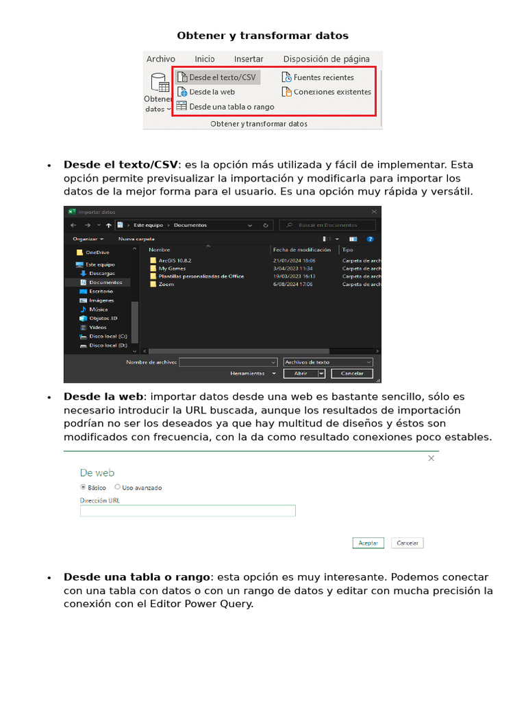 Obtener y Transformar Datos y Consulta y Conexiones | PDF