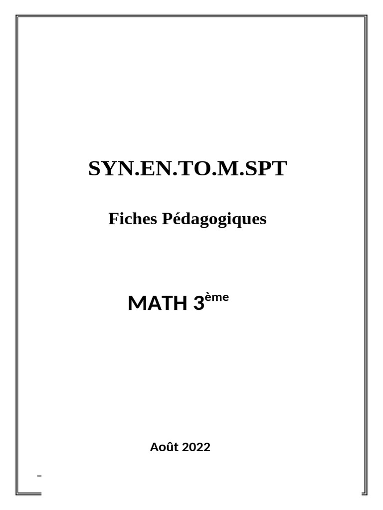SYN.EN.TO MATHS.3eme-1 | PDF