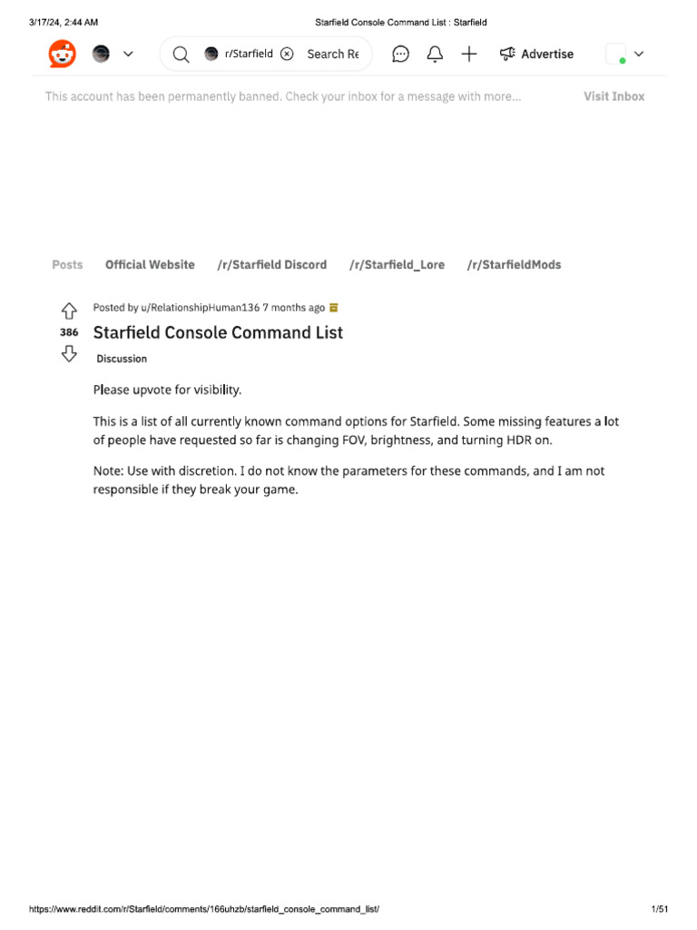 Starfield Commands | PDF