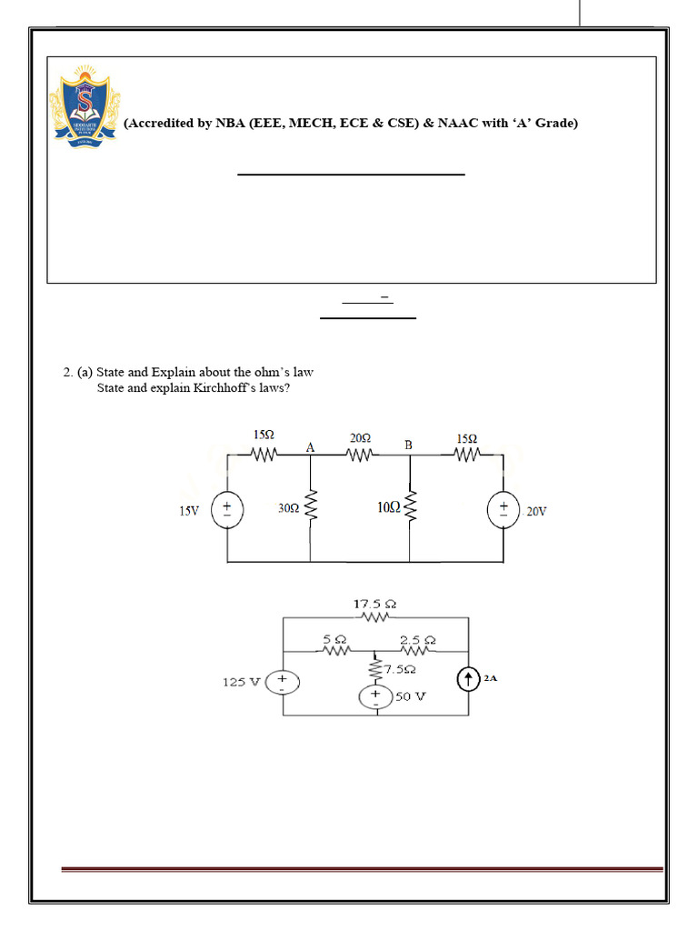 Principles of Electrical Engineering (20EE0250) | PDF