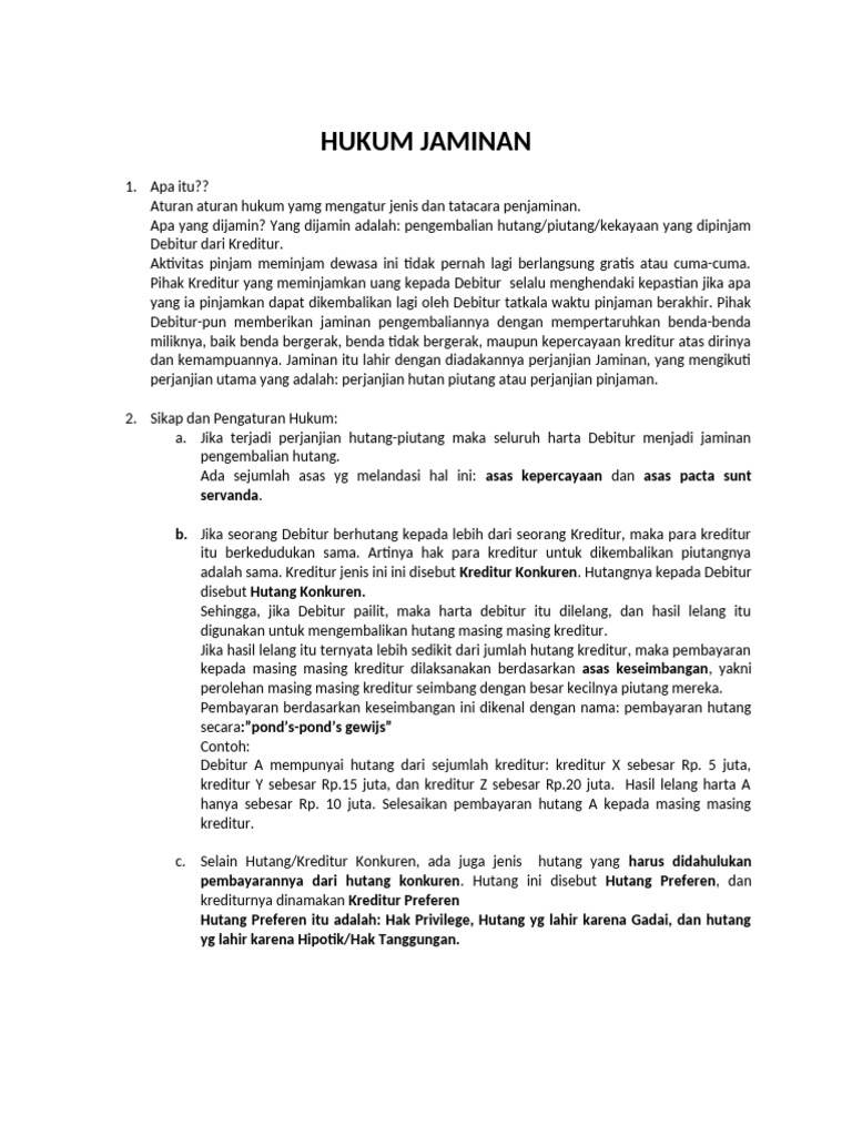 Ringkasan Hukum Jaminan | PDF