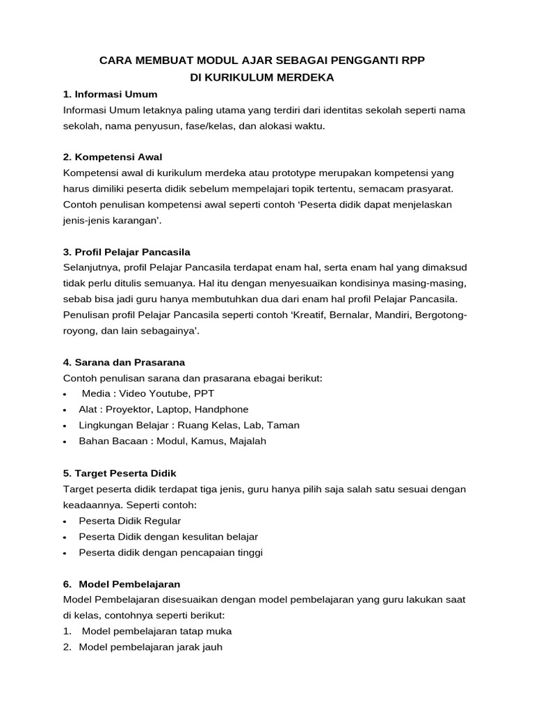Cara Membuat Modul Ajar Sebagai Pengganti RPP | PDF
