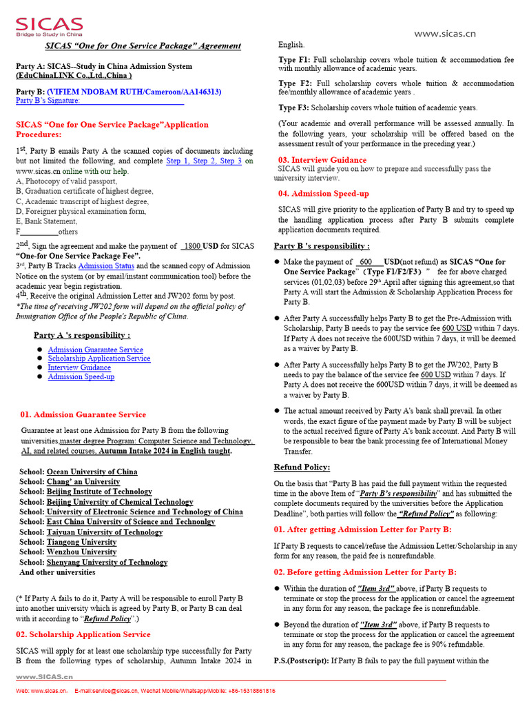 SICAS Agreement-Vifieh | PDF