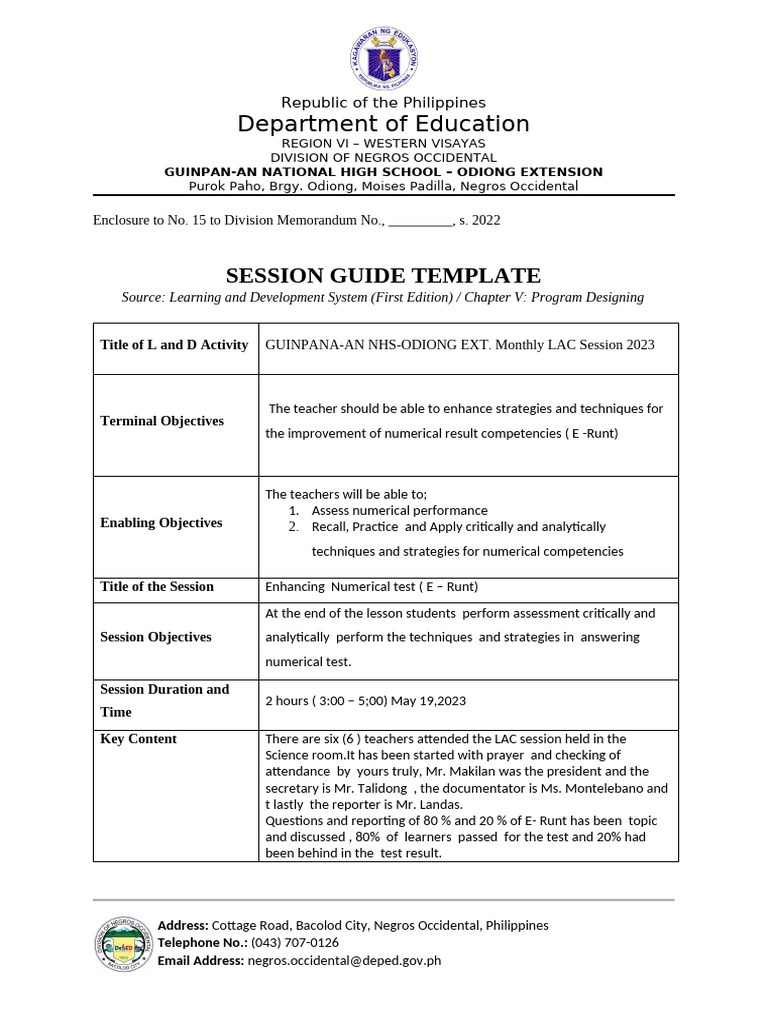 Session-Guide E-RUNT | PDF