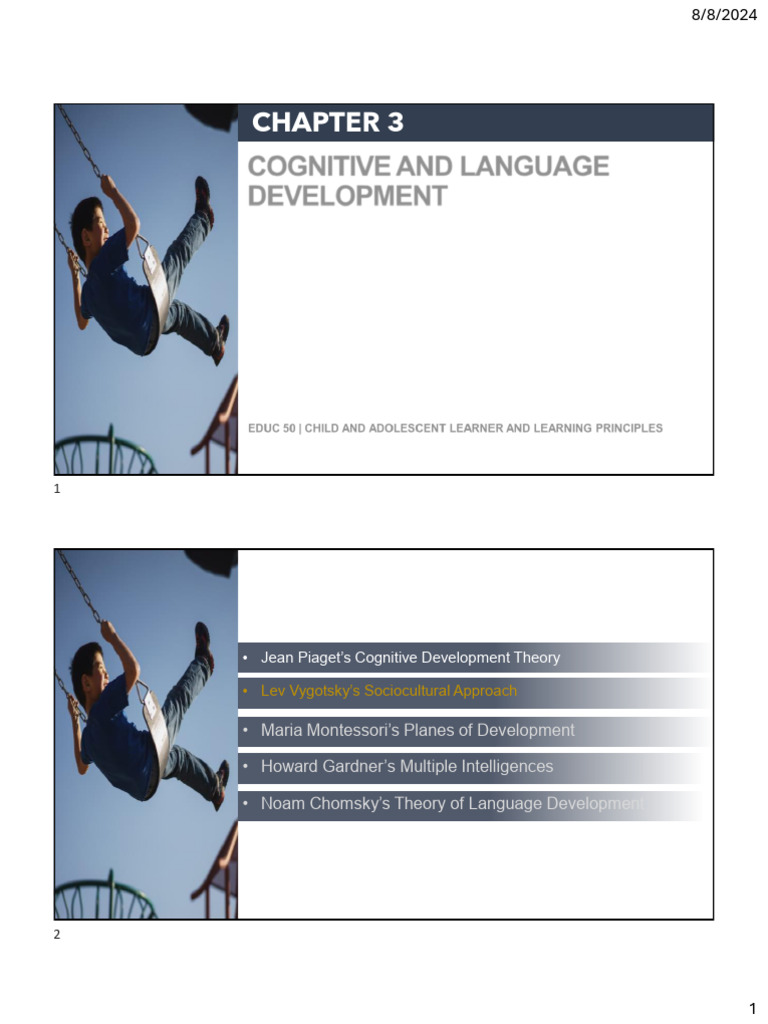 Chapter 3.2 Cognitive and Language Development Vygotsky Montessori | PDF