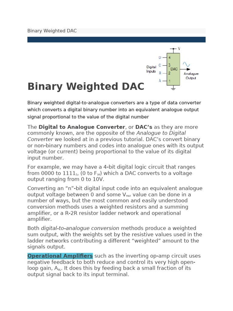 Binary Weighted DAC | PDF