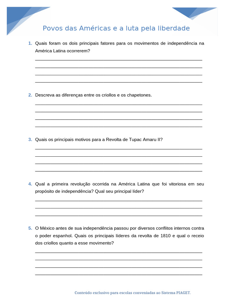Atividade De História Pdf
