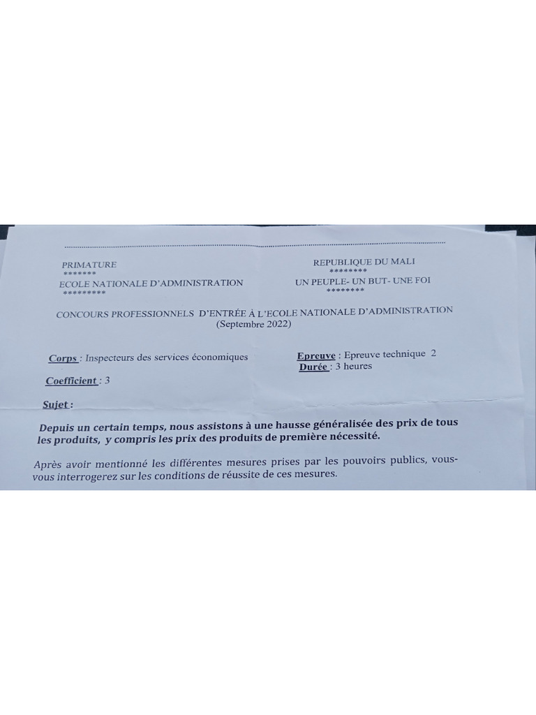 Sujets ENA 2021 Concours Professionnels | PDF