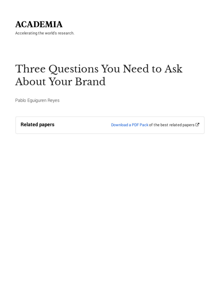 Three Questions You Need To Ask About Your Brand | PDF Three Questions You Need To Ask About Your Brand | PDF