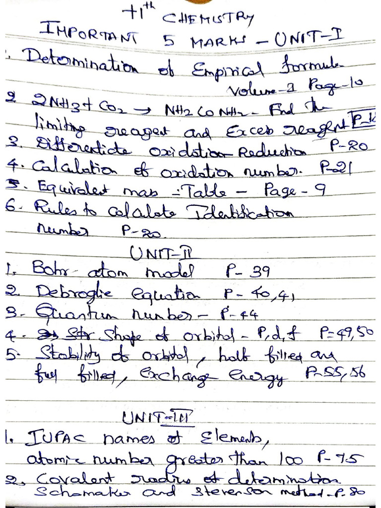11th Chemistry Important 5 Marks EM | PDF
