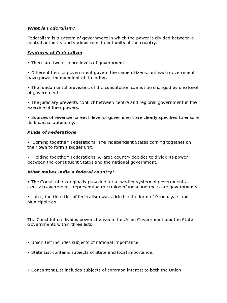 Federalism notes | PDF