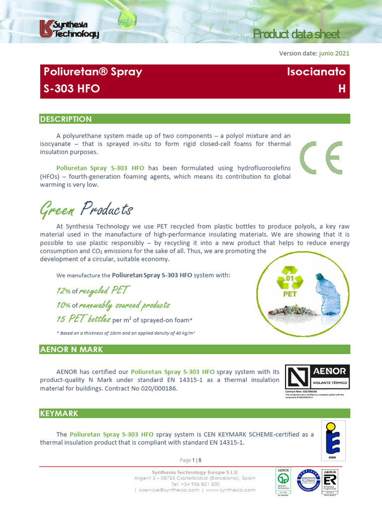 Web Tds Sys Spray CC Poliuretan Spray S-303hfo en | PDF