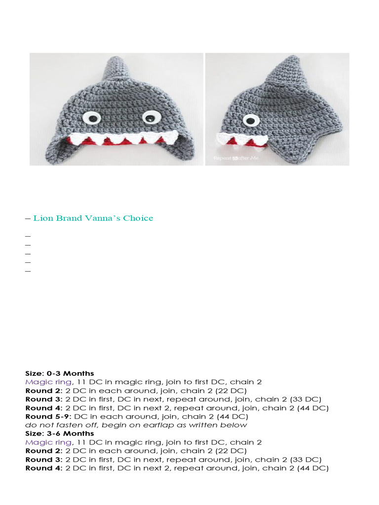 crochet shark hat pattern | PDF