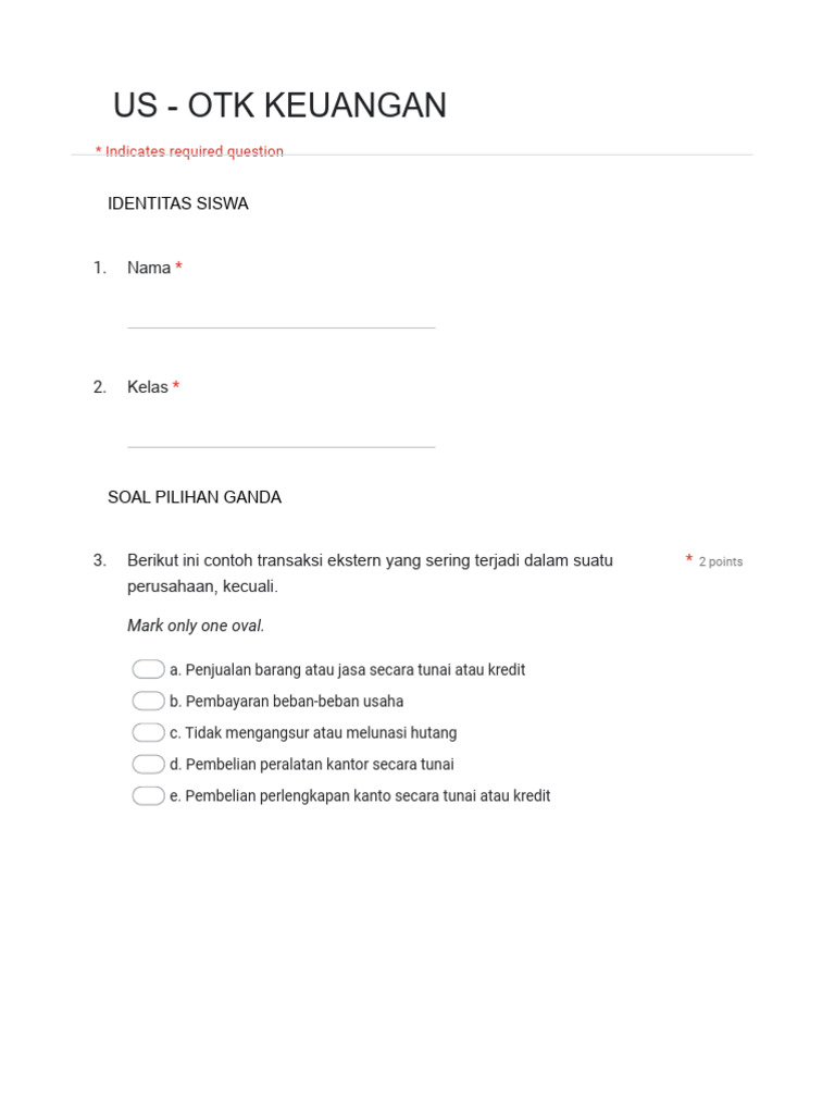 US - OTK KEUANGAN - Google Forms | PDF