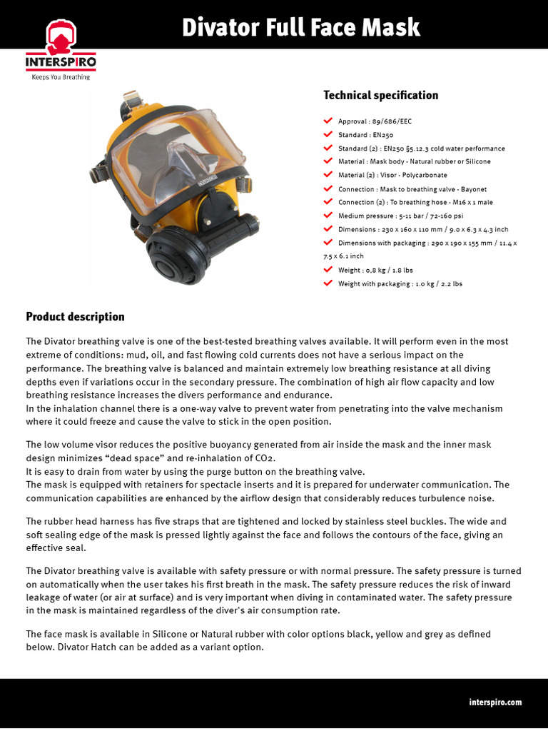 Divator Full Face Mask - SCUBA - Diving | PDF | Scuba Diving ...