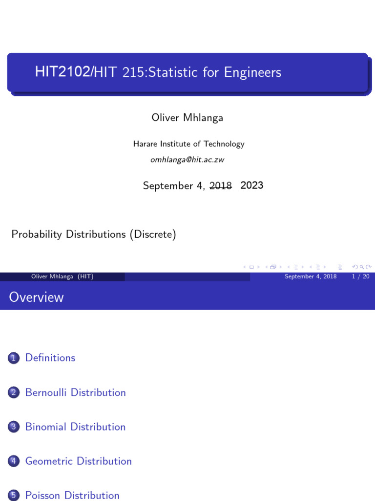 Discrete Probability Distributions Guide | PDF | Probability ...