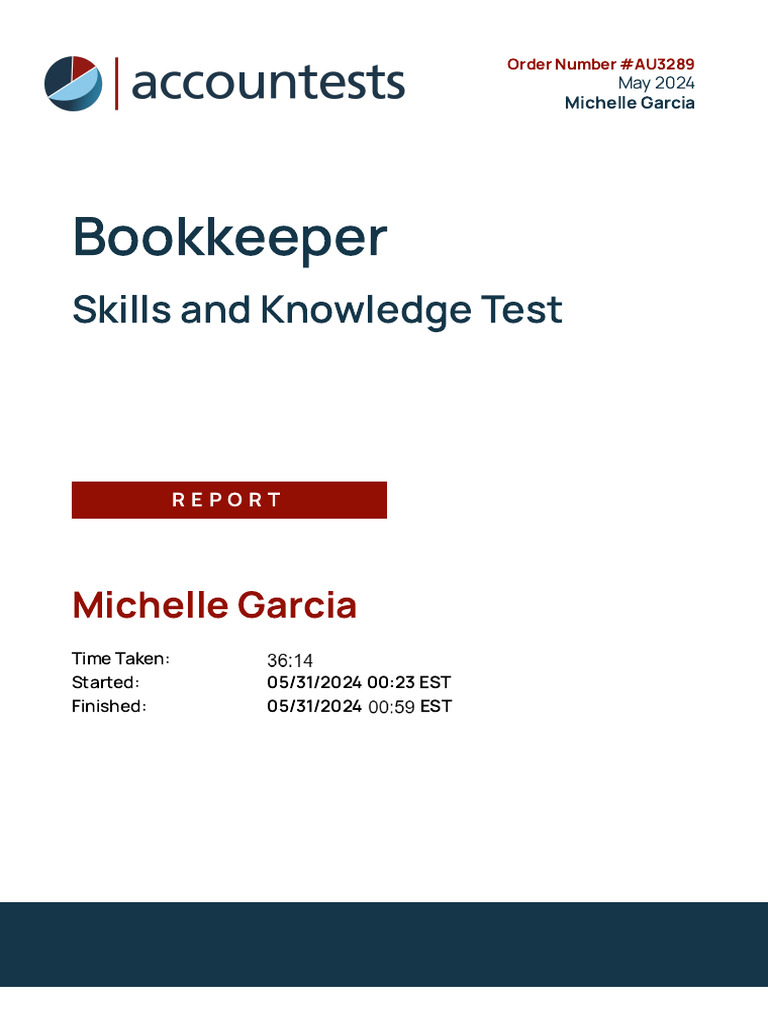 AU - Bookkeeper Test Report | PDF