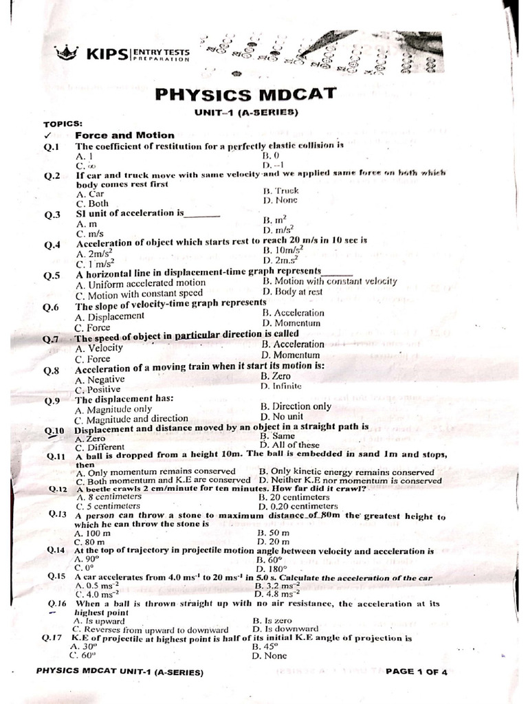 KIPS 2023 A-S 1 To 10 (Phy + Key) | PDF