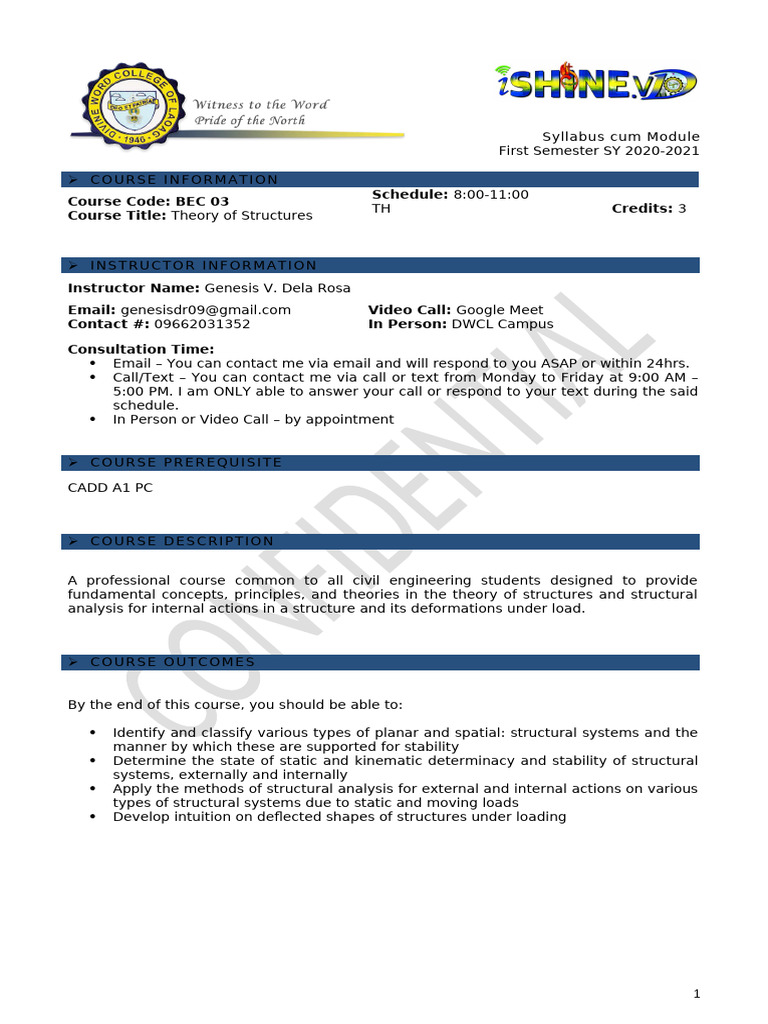 BEC 03 Theory of Structures | PDF
