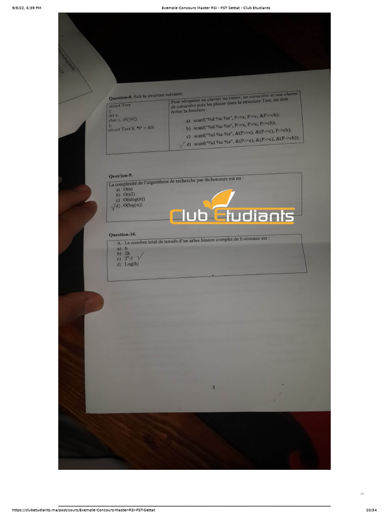 Exemple Concours Master RSI FST Settat 4 | PDF Exemple Concours Master RSI FST Settat 4 | PDF