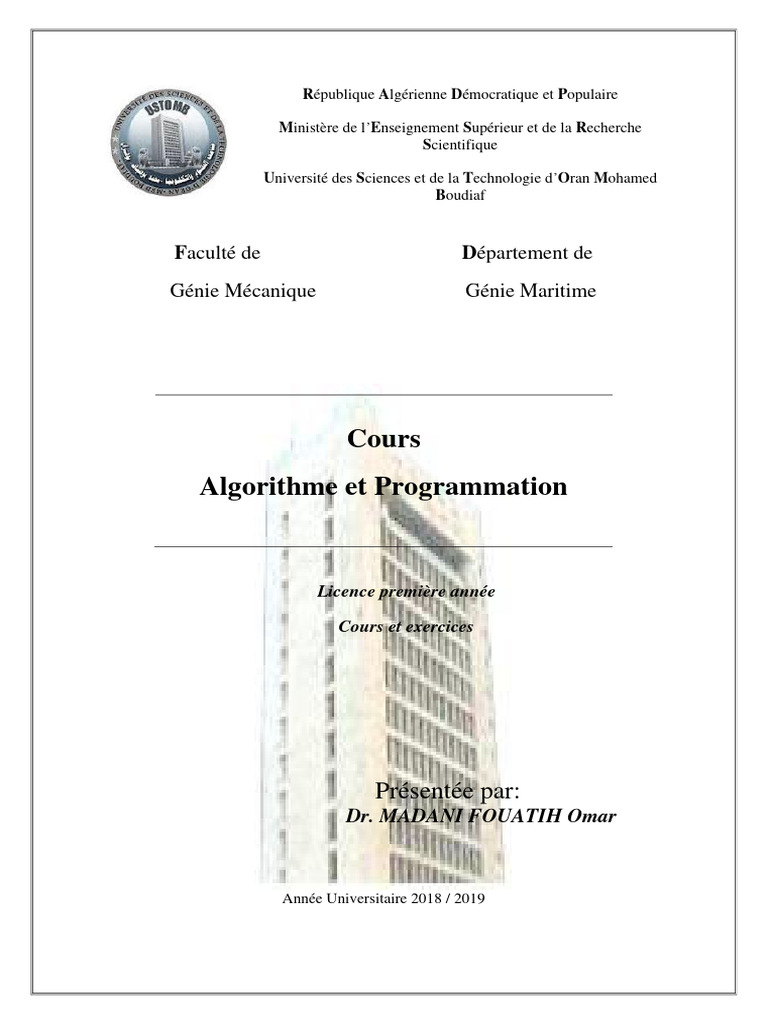 Cours Algorithme Et Programmation | PDF