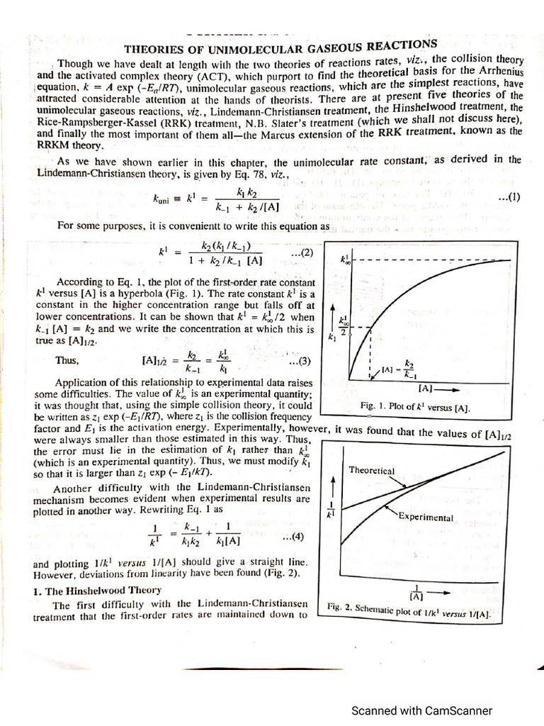 M.SC - 2 Sem Chemistry Unimolecular Theory Dr. Anshumala Vani | PDF