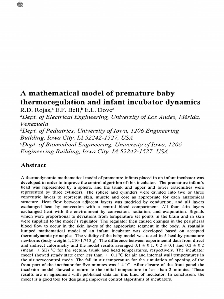 Mathematical Model For Neonates | PDF