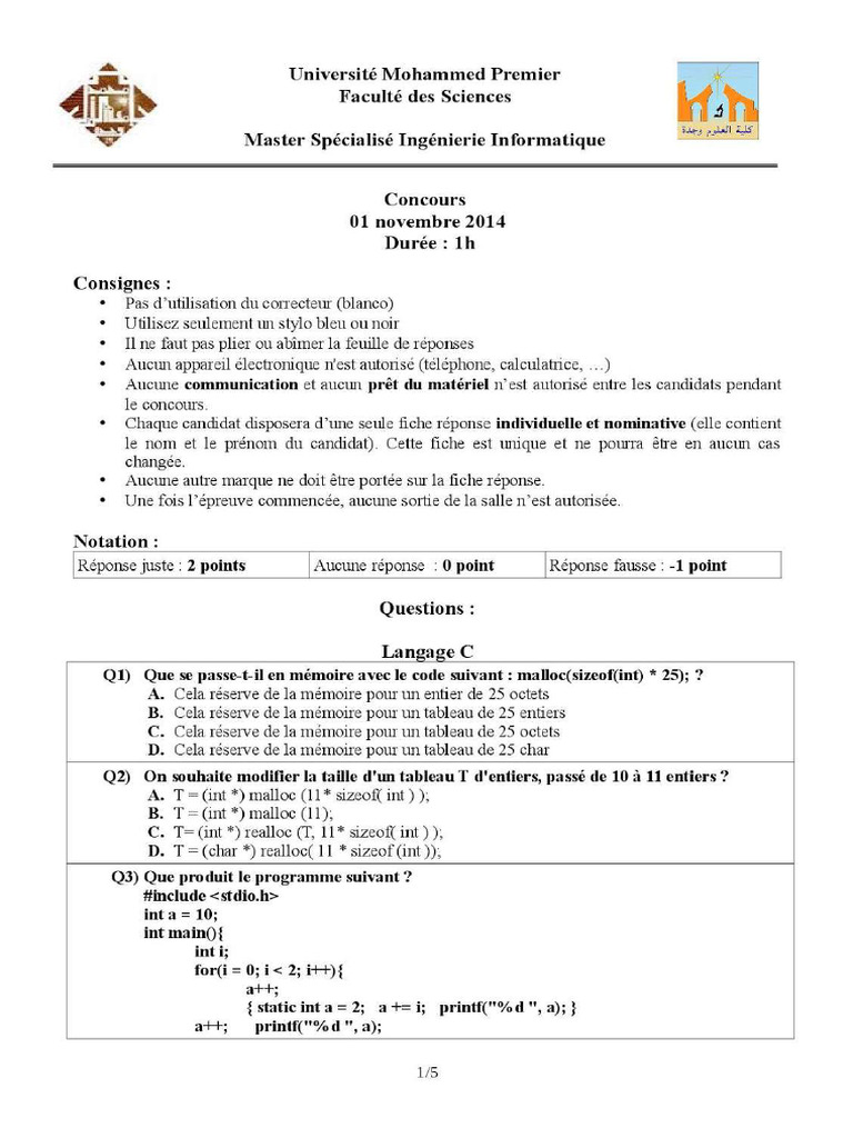 Exam Fs Oujda-1 | PDF