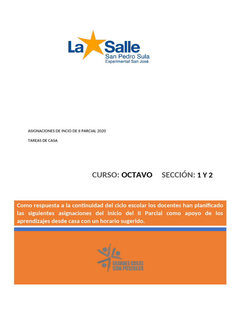 Asignaciones Inico Del 2parcial-Octavo | PDF