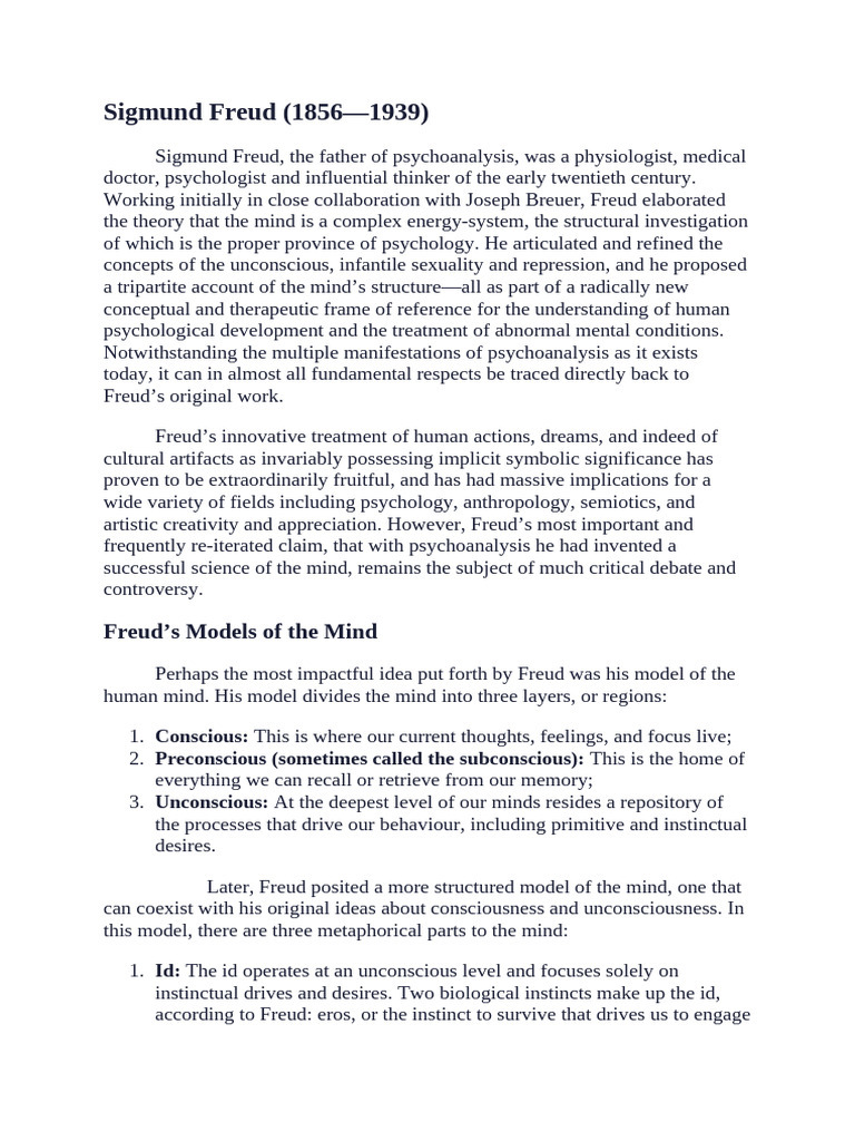 Psychoanalysis Project | PDF