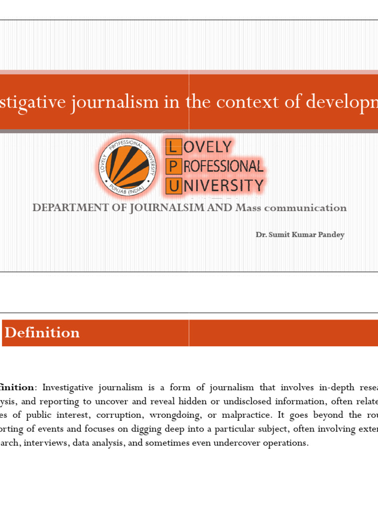 Investigative Journalism in The Context of Development Journalism in ...