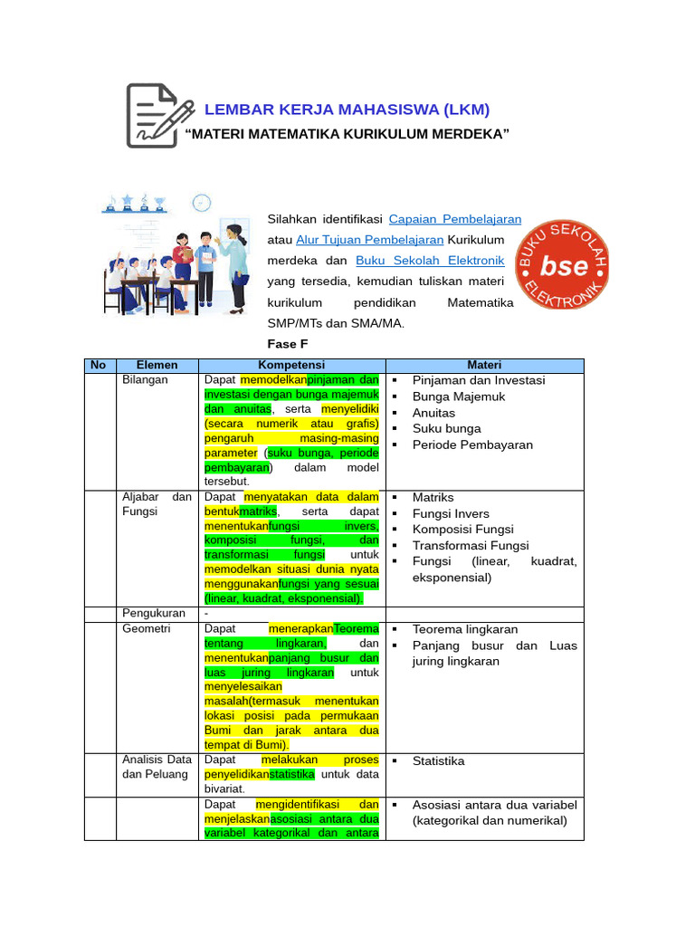 10.11.12. LKM Materi Matematika Kurikulum Merdeka | PDF