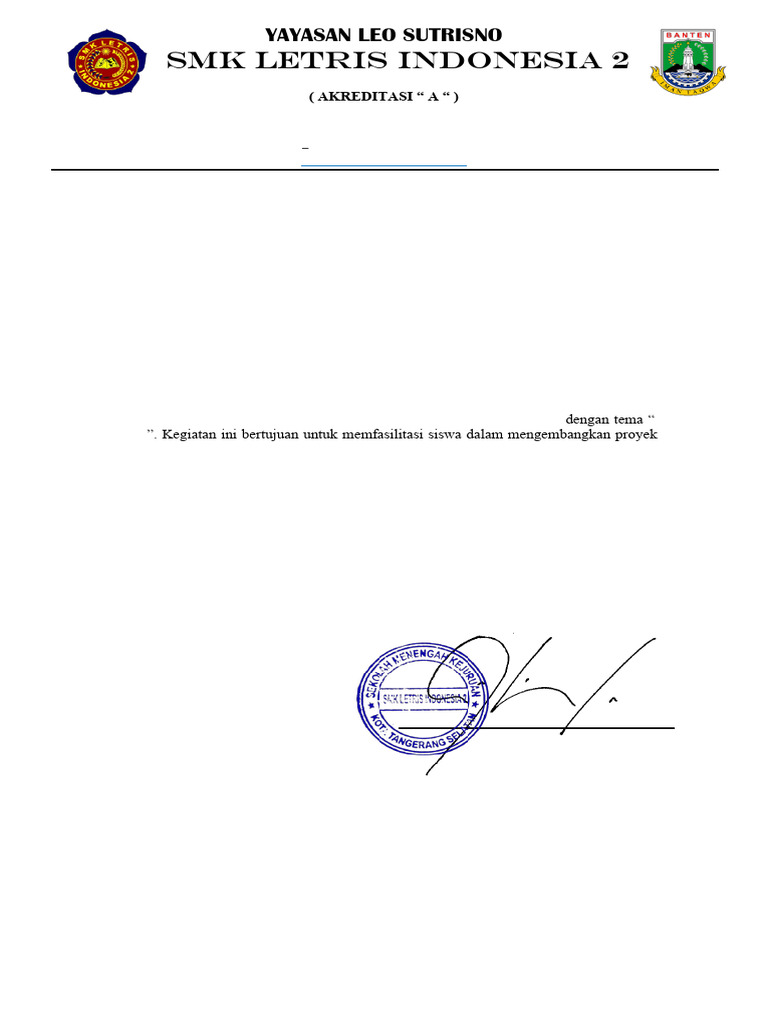 Surat Informasi Kegiatan p5 SMK Letris Indonesia 2 | PDF