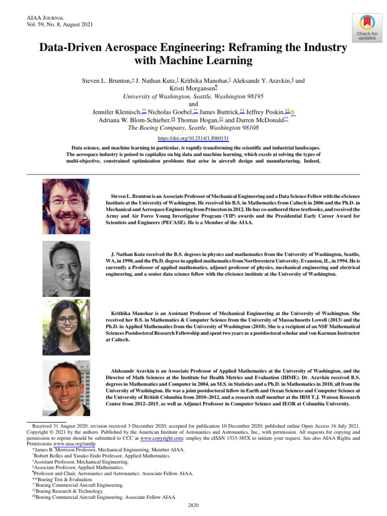 Brunton Et Al 2021 Data Driven Aerospace Engineering Reframing The ...