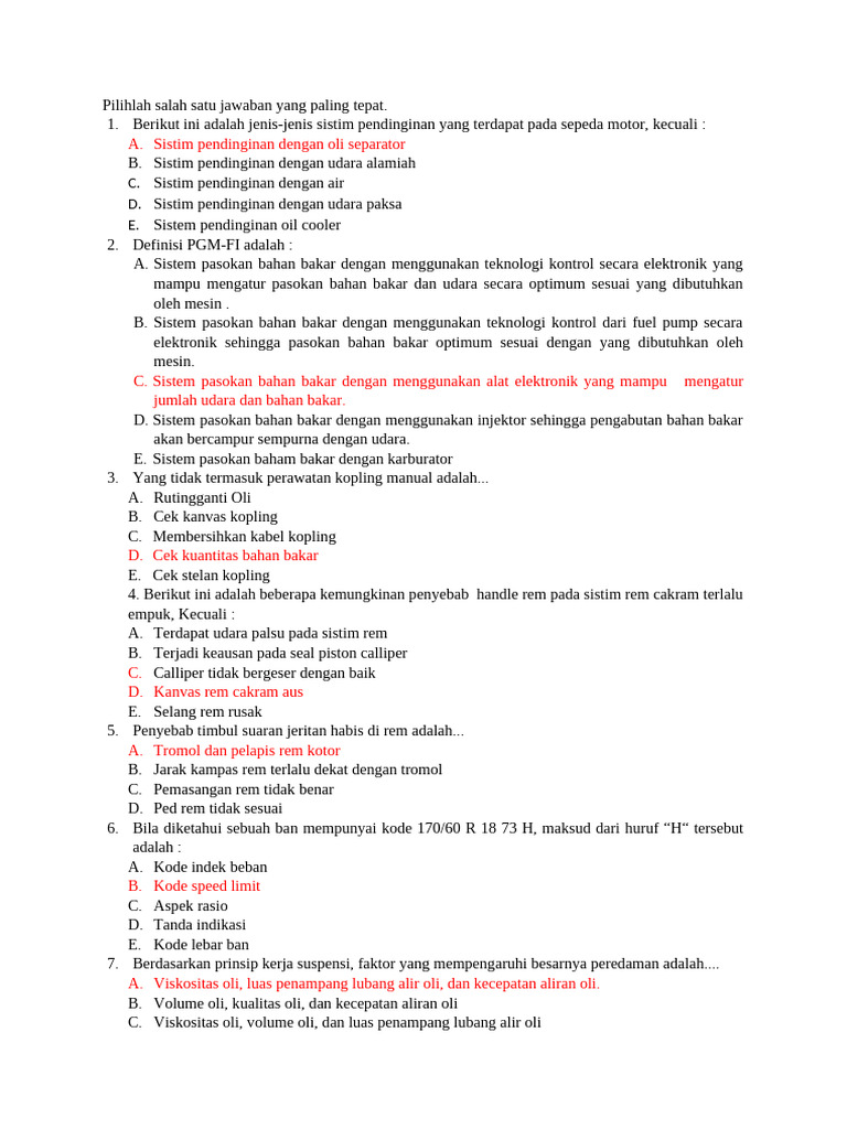 Soal US TBSM 2021 | PDF