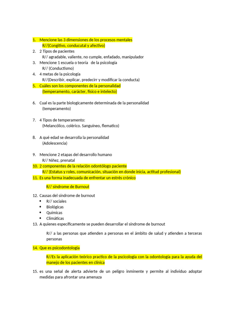 Preguntas Examen Psico Parcial | PDF | Ansiedad | Trastorno de ansiedad