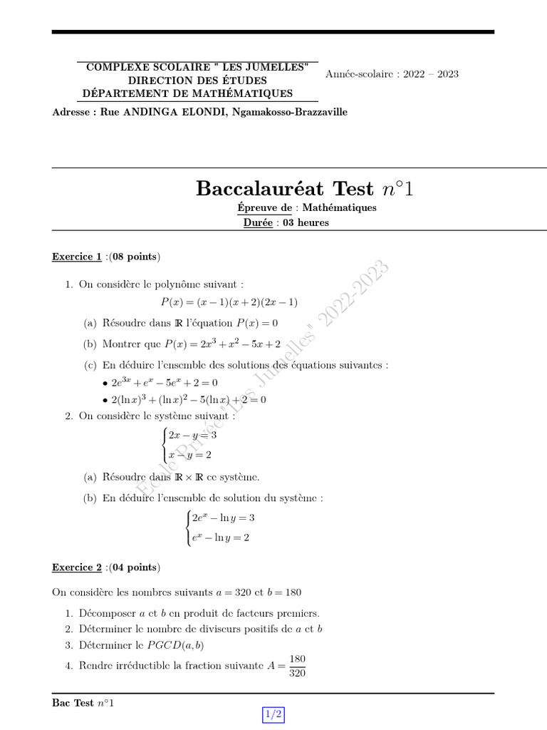 BAC Test 1 TA | PDF