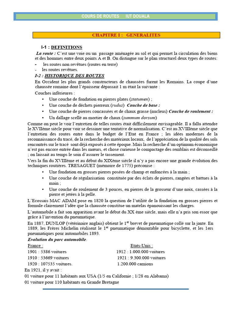 COURS DE ROUTE & Entretien Routier | PDF