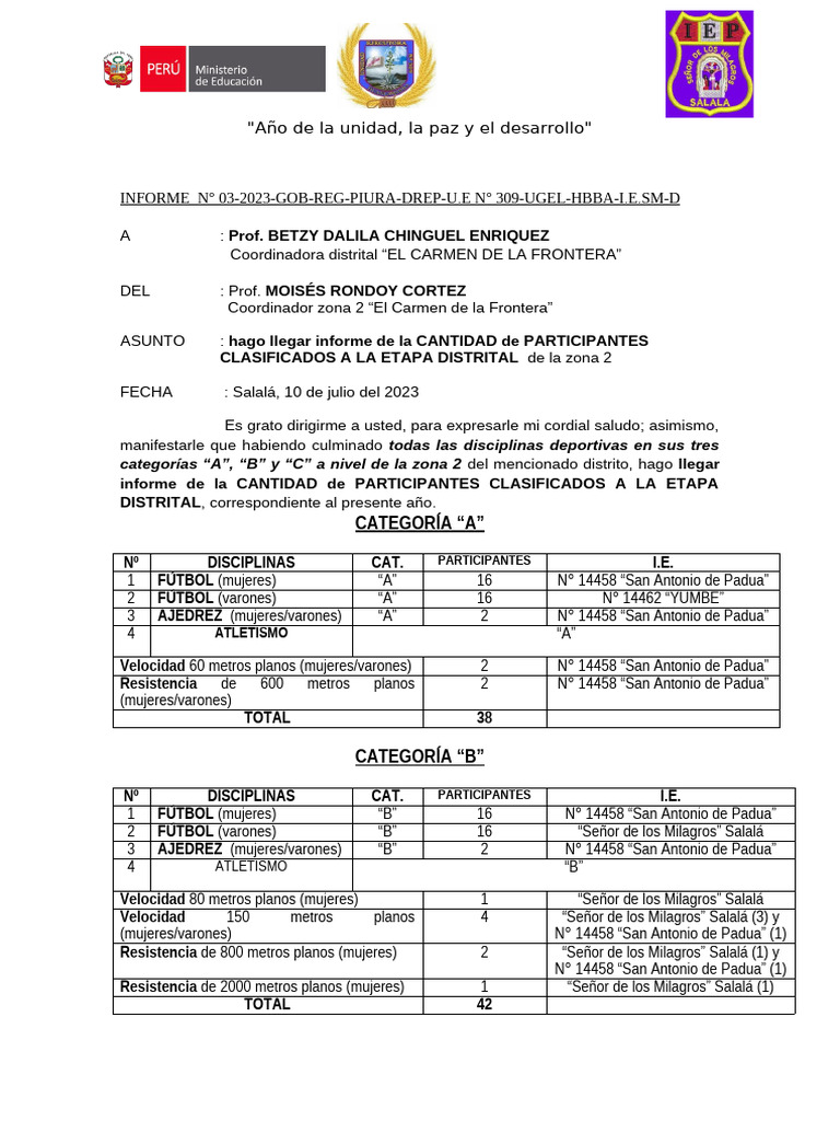 Informe JEDP Zona2 23 | PDF