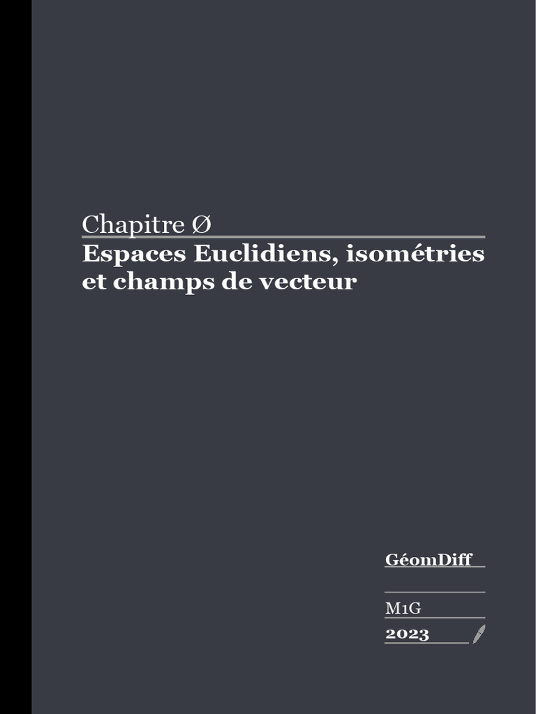 Chapitre 0 - Espace Euclidien Et Isométrie de RD - GéomDiff | PDF