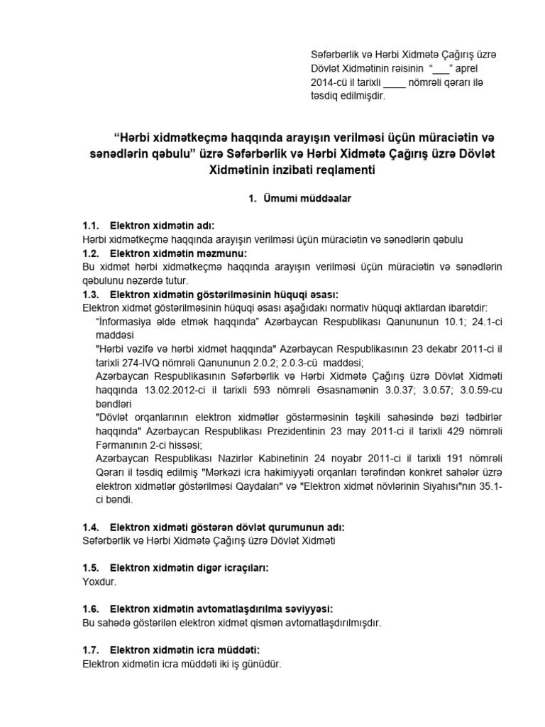 HarbiXidmetKecme Arayis | PDF
