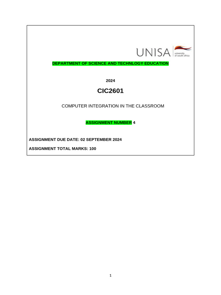 CIC2601 Assignment 4 | PDF